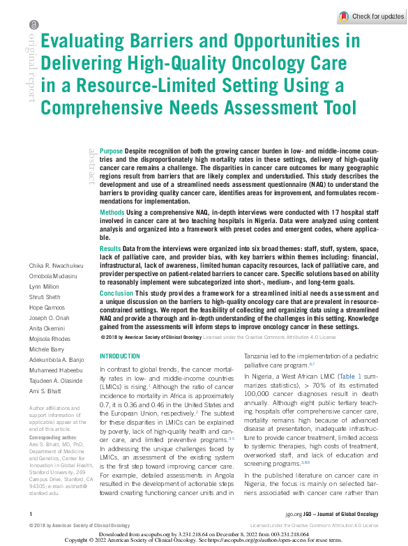 (PDF) Evaluating Barriers and Opportunities in Delivering High-Quality ...