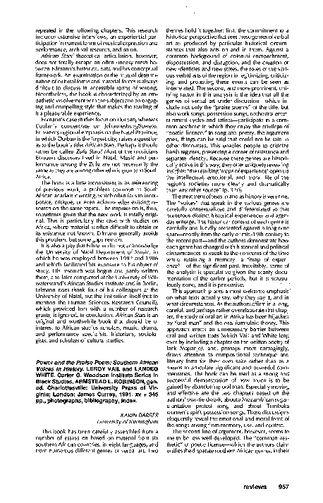 (PDF) Power and the Praise Poem: Southern African Voices in History
