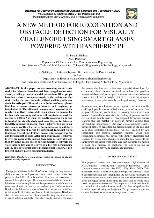 (PDF) A New Method for Recognition and Obstacle Detection for Visually ...