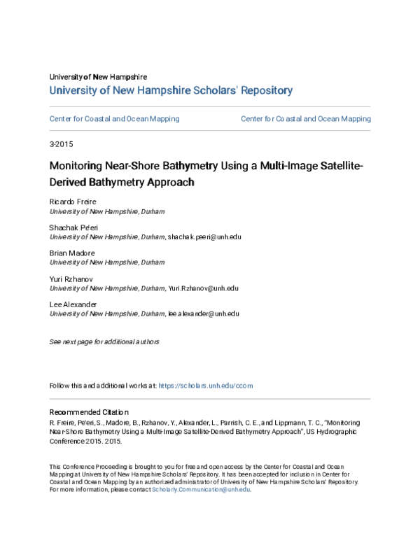 (PDF) Monitoring Near-Shore Bathymetry using a Multi-Image Satellite-Derived Bathymetry Approach