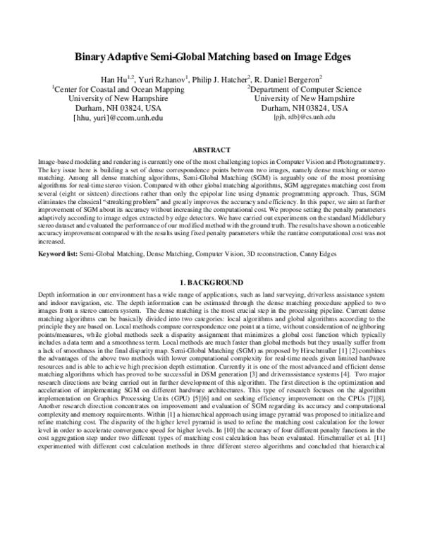 (PDF) Binary adaptive semi-global matching based on image edges