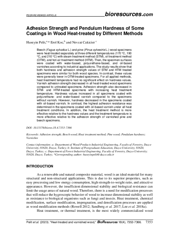 (PDF) Adhesion strength and pendulum hardness of some coatings in wood heat-treated by different ...