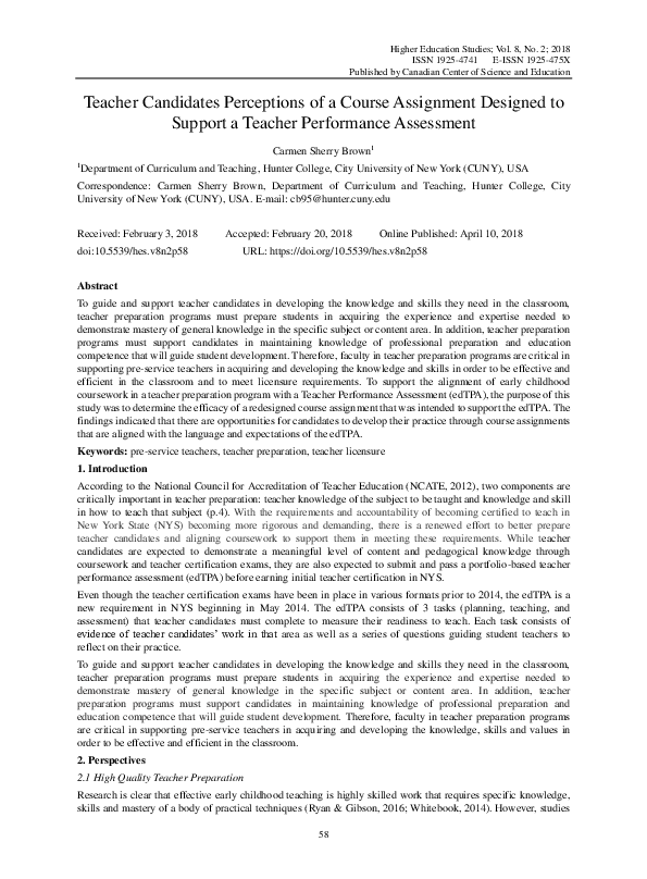 (PDF) Teacher Candidates Perceptions of a Course Assignment Designed to ...