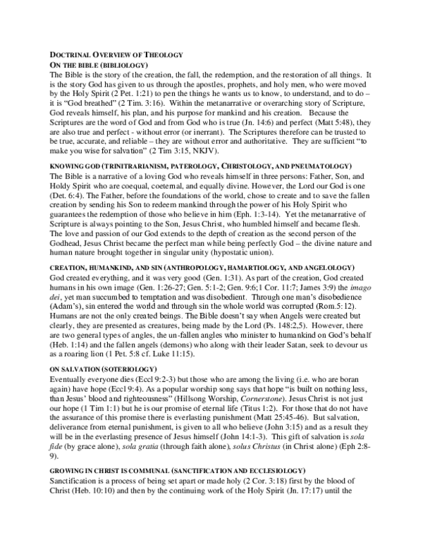 (PDF) DOCTRINAL OVERVIEW OF THEOLOGY ON THE