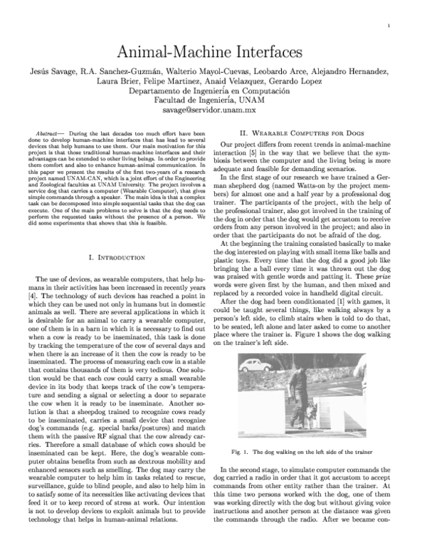 (PDF) Animal-machine interfaces