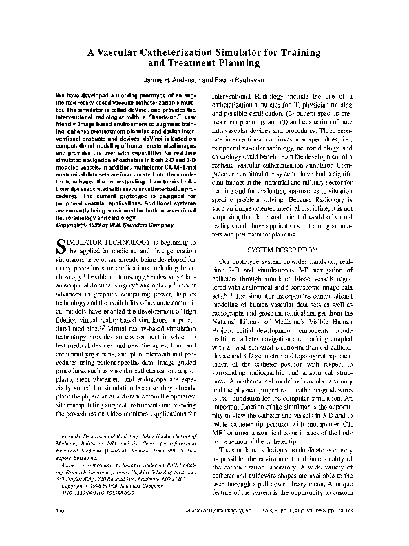 (PDF) A vascular catheterization simulator for training and treatment ...