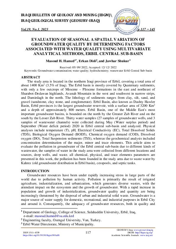 (PDF) IRAQI BULLETIN OF GEOLOGY AND MINING (IBGM)\ IRAQ GEOLOGICAL ...