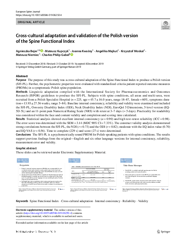 Pdf Cross Cultural Adaptation And Validation Of The Portuguese Version Of The Knee Outcome