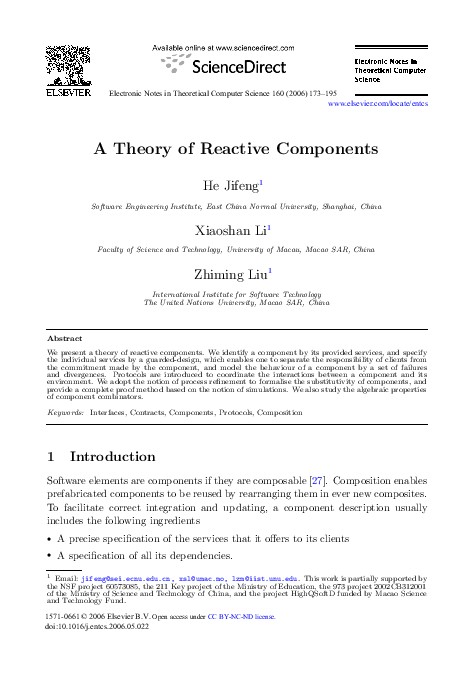 (PDF) A Theory of Reactive Components