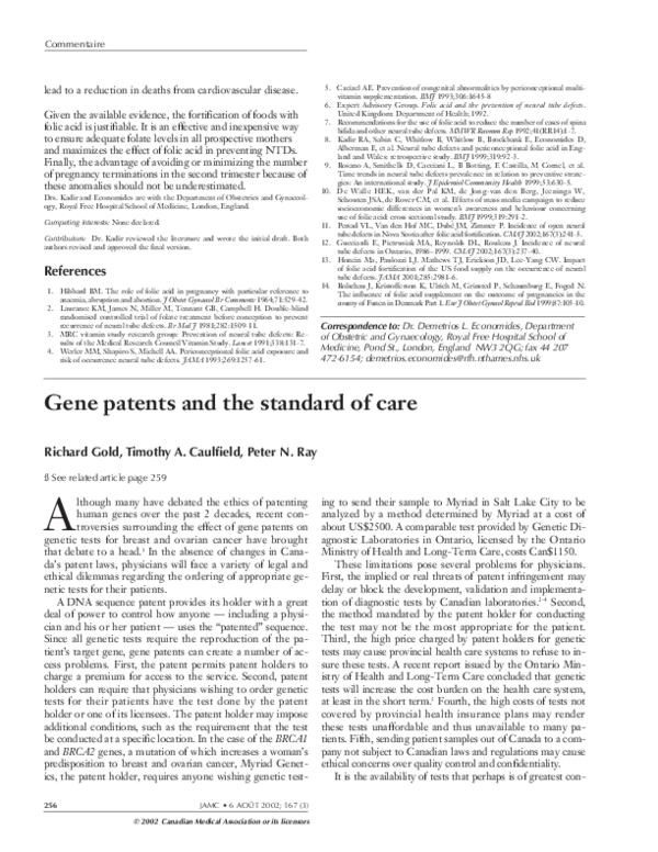 (PDF) Impact of Gene Patents on Genetic Testing
