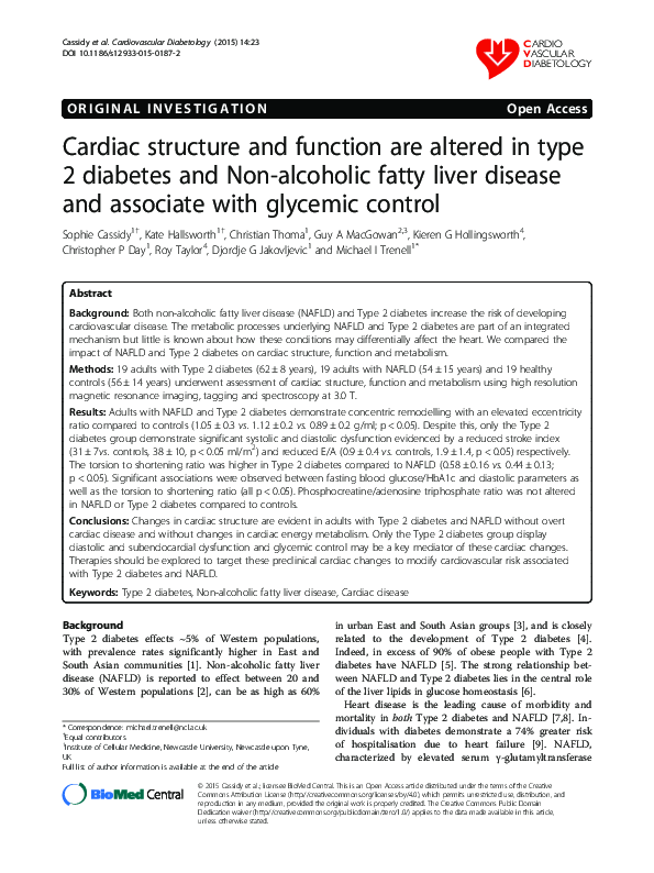 (PDF) Cardiac structure and function are altered in type 2 diabetes and ...