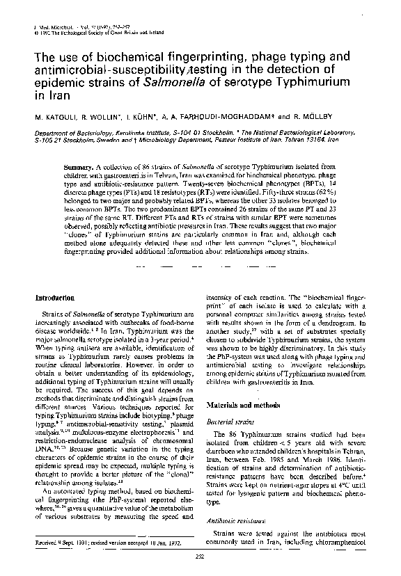 (PDF) The use of biochemical fingerprinting, phage typing and antimicrobial-susceptibility ...
