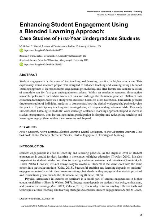 (PDF) Enhancing Student Engagement Using a Blended Learning Approach