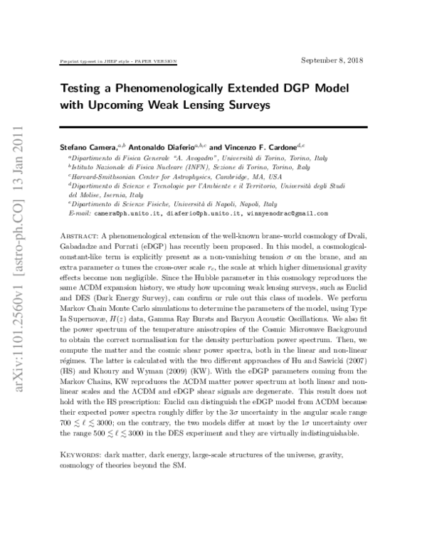 (PDF) Testing a phenomenologically extended DGP model with upcoming ...