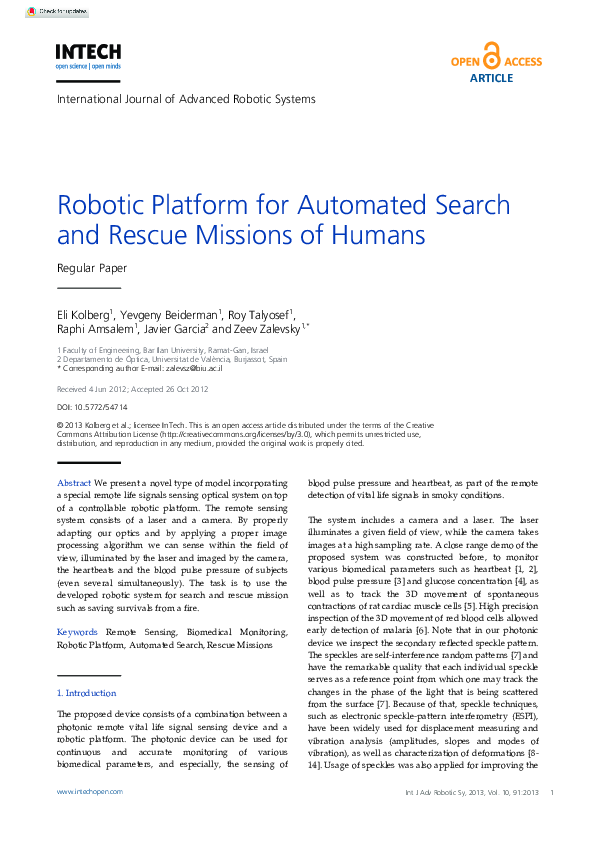 (PDF) Robotic Platform for Automated Search and Rescue Missions of Humans