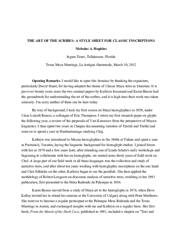 (DOC) The Art of the Scribes; a Style Sheet for Classic Inscriptions