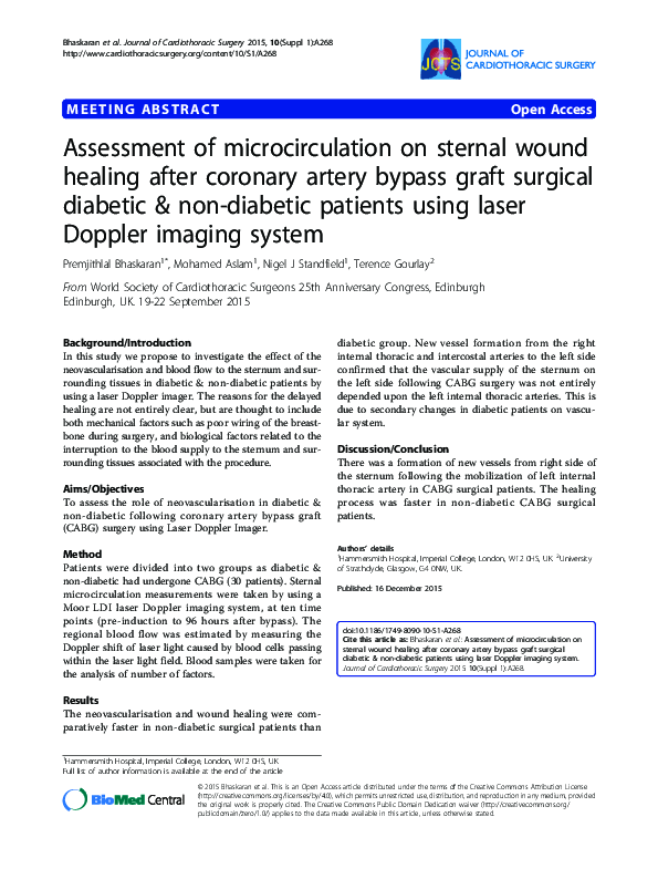 (PDF) Assessment of microcirculation on sternal wound healing after ...