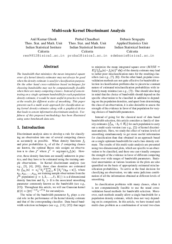 (PDF) Multi-scale Kernel discrminant analysis