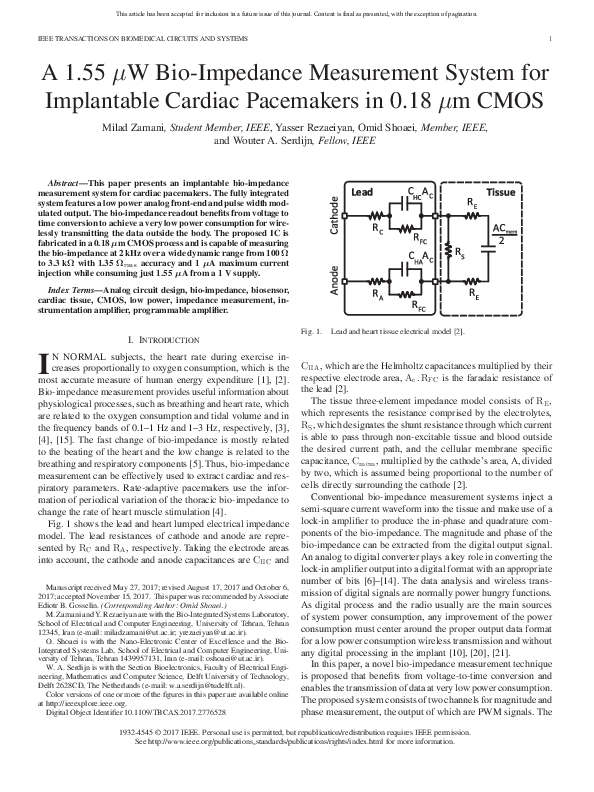 (PDF) A 1.55 μW Bio-Impedance Measurement System for Implantable ...