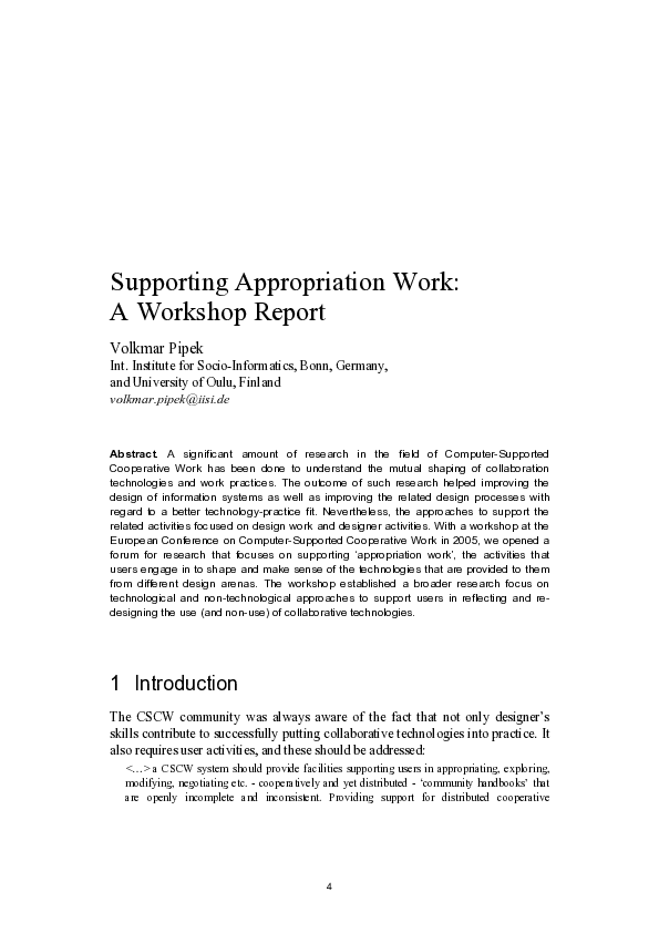 (PDF) Supporting Appropriation Work: A Workshop Report