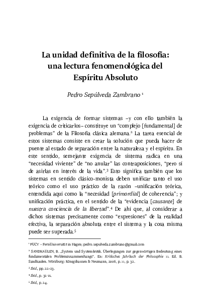 (PDF) La unidad definitiva de la filosofía: una lectura fenomenológica ...