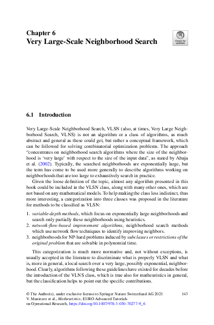 (PDF) Very Large-Scale Neighborhood Search