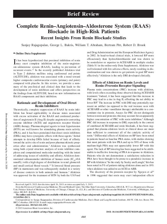 (PDF) Complete Renin-Angiotensin-Aldosterone System (RAAS) Blockade in ...