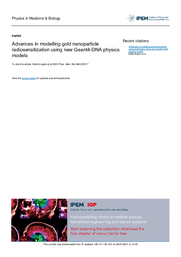 (PDF) Advances in modelling gold nanoparticle radiosensitization using new Geant4-DNA physics ...