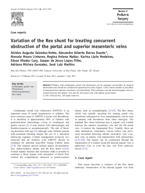 (PDF) Variation of the Rex shunt for treating concurrent obstruction of ...