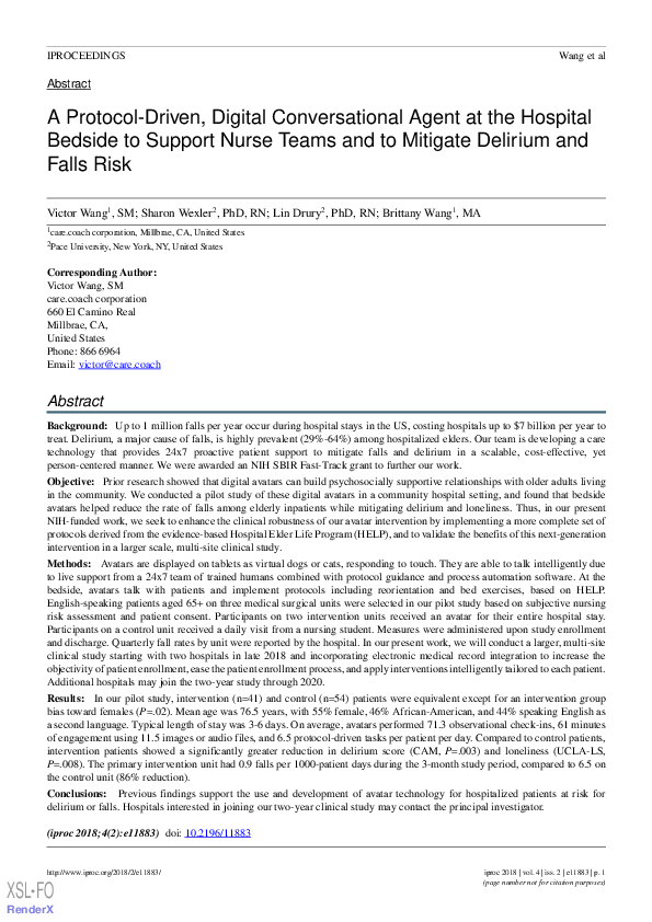 (PDF) A Protocol-Driven, Digital Conversational Agent at the Hospital ...