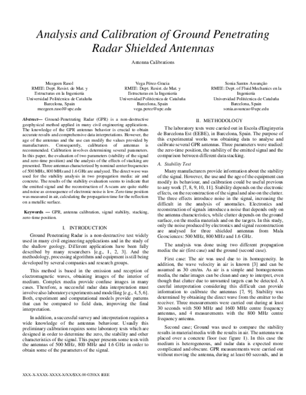 (PDF) Analysis and Calibration of Ground Penetrating Radar Shielded ...