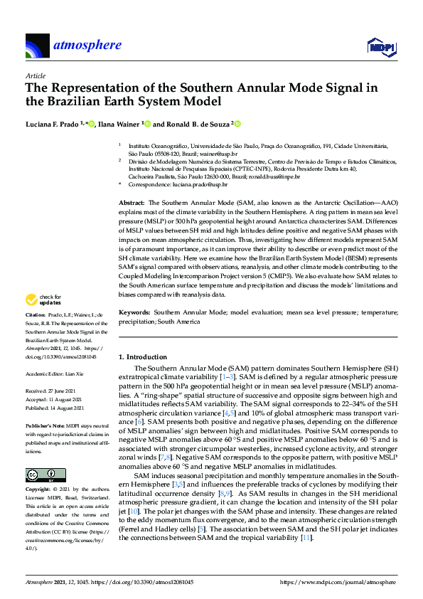 (PDF) The Representation of the Southern Annular Mode Signal in the Brazilian Earth System Model ...