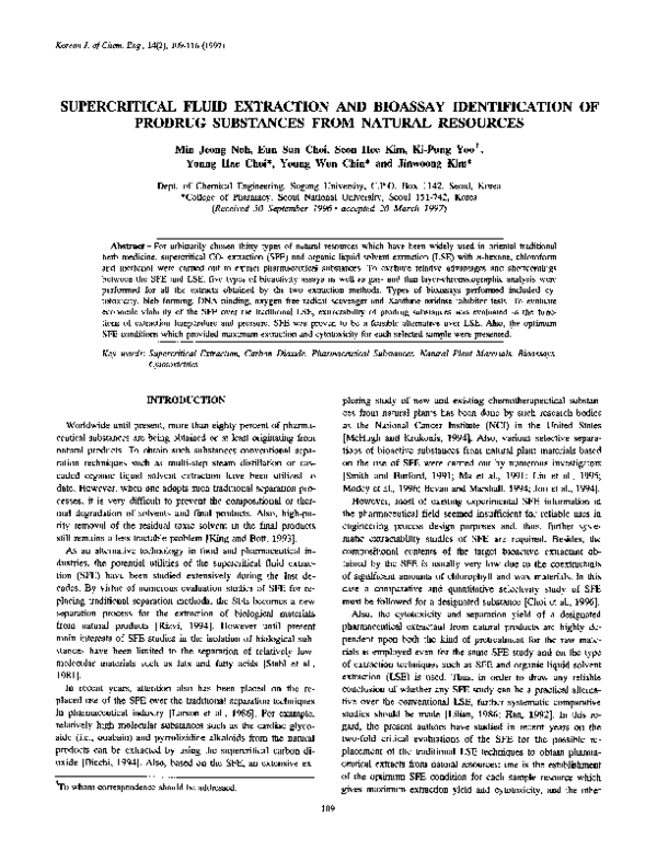 (PDF) Supercritical fluid extraction and bioassay identification of prodrug substances from ...