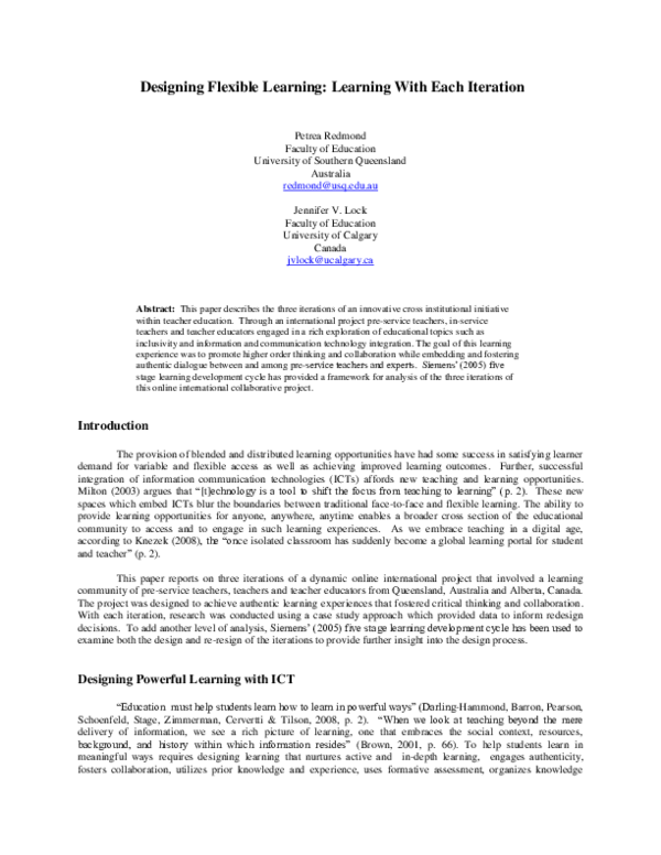 (PDF) Designing flexible learning: learning with each iteration