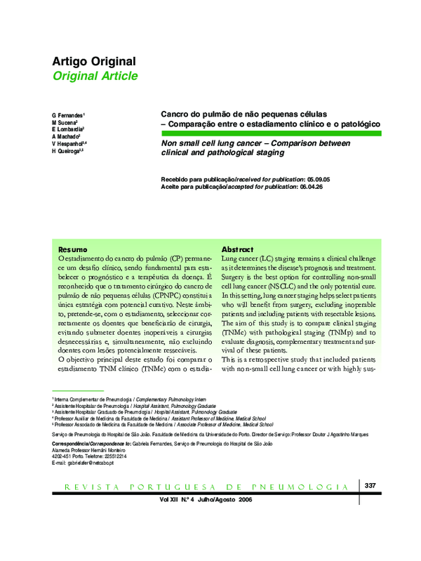 (PDF) Non small cell lung cancer – Comparison between clinical and ...