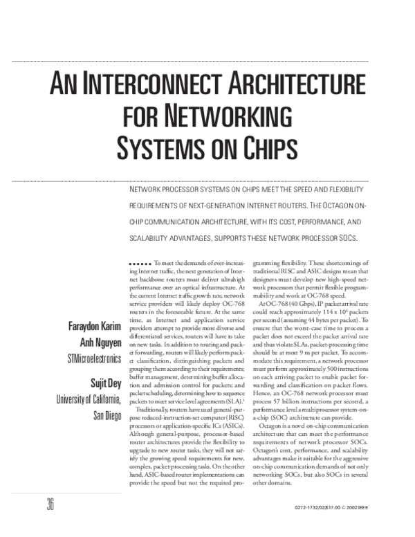 (PDF) An interconnect architecture for networking systems on chips