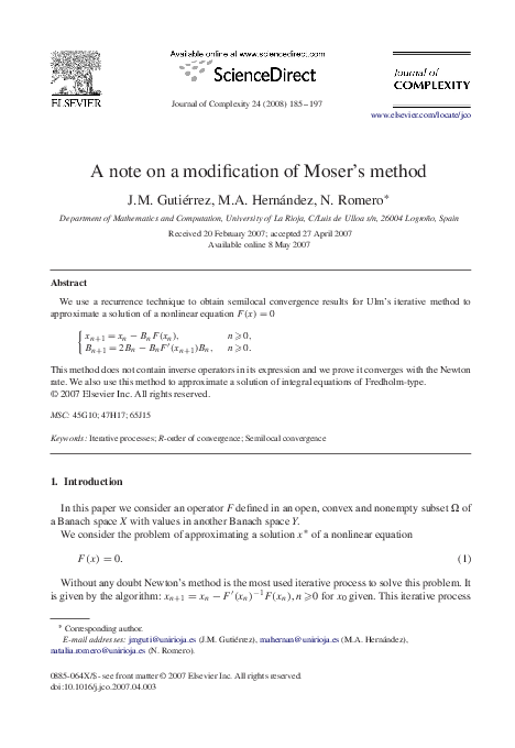 (PDF) A note on a modification of Moser's method