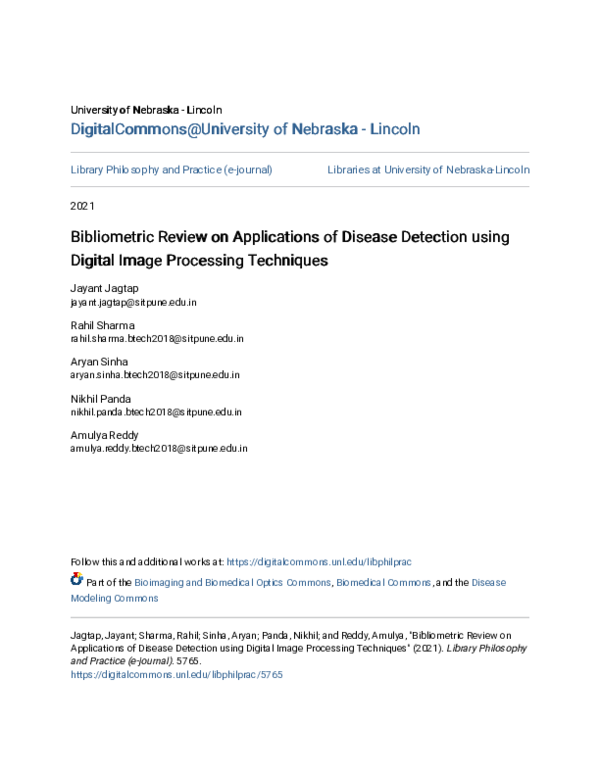 (PDF) Bibliometric Review on Applications of Disease Detection using Digital Image Processing ...