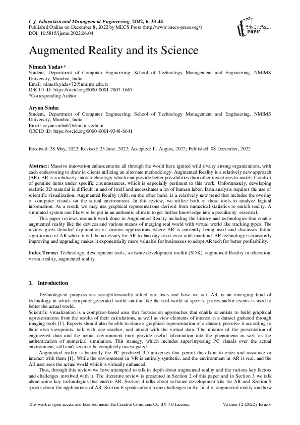 (PDF) Augmented Reality and its Science