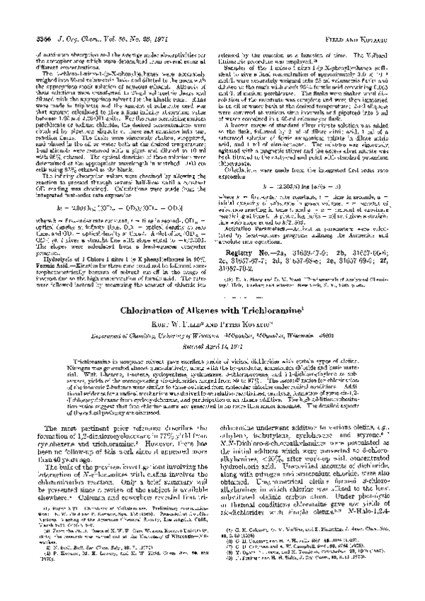 (PDF) Chemistry of N-halamines. XVI. Chlorination of alkenes with ...
