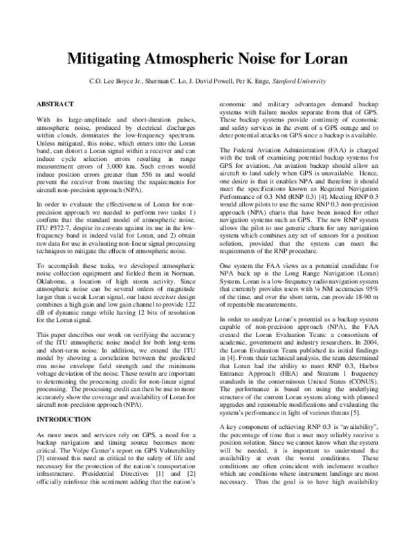 (PDF) Mitigating Atmospheric Noise for Loran