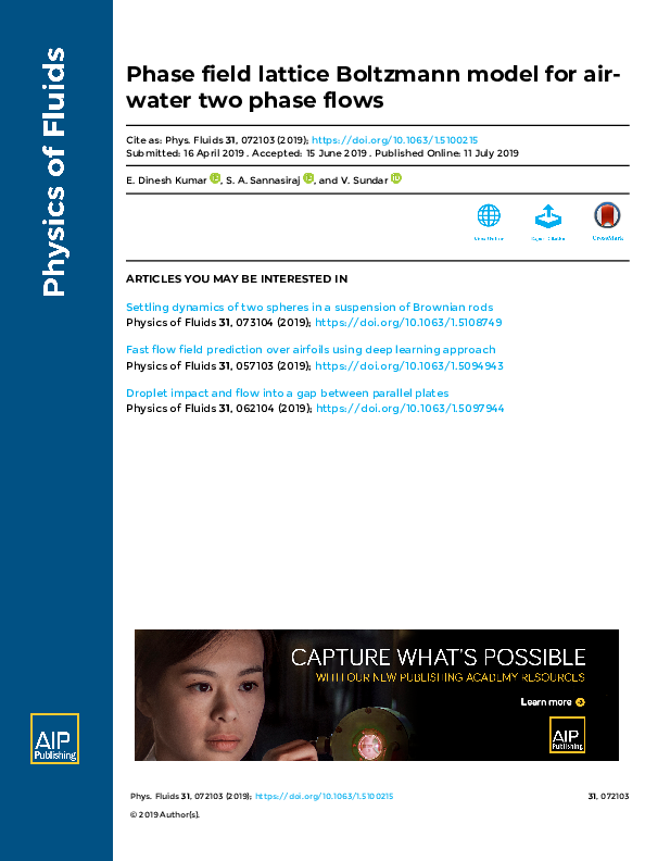 (PDF) Phase field lattice Boltzmann model for air-water two phase flows