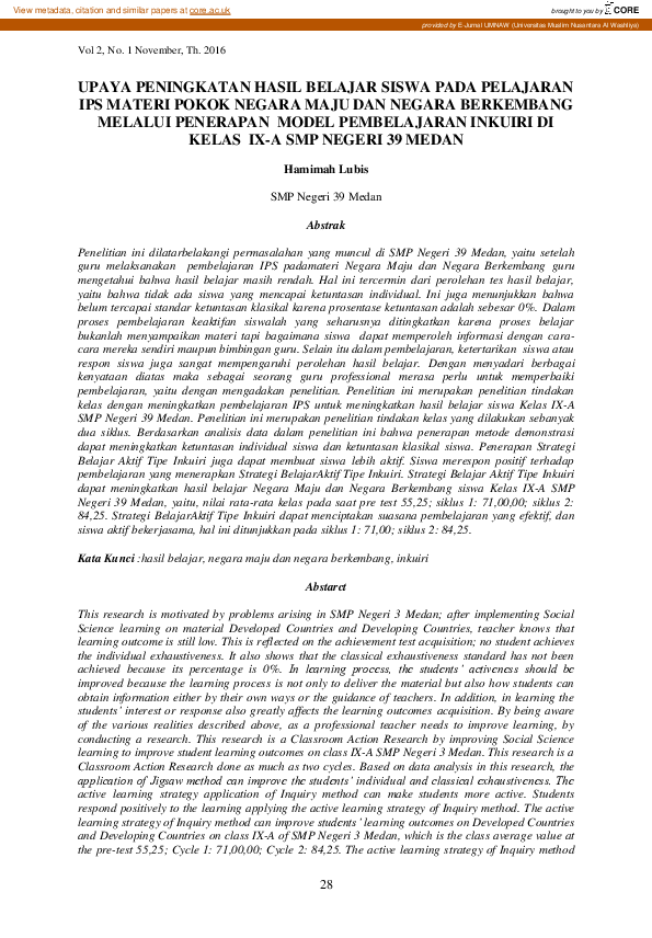 (PDF) Upaya Peningkatan Hasil Belajar Siswa Pada Pelajaran Ips Materi Pokok Negara Maju Dan ...