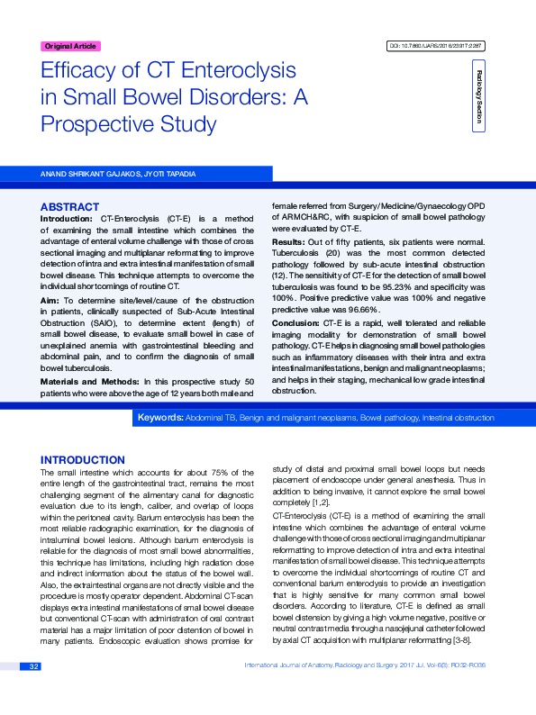 (PDF) Efficacy of CT Enteroclysis in Small Bowel Disorders: A ...