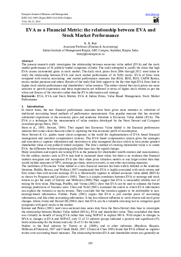 (PDF) EVA as a Financial Metric: the relationship between EVA and Stock ...