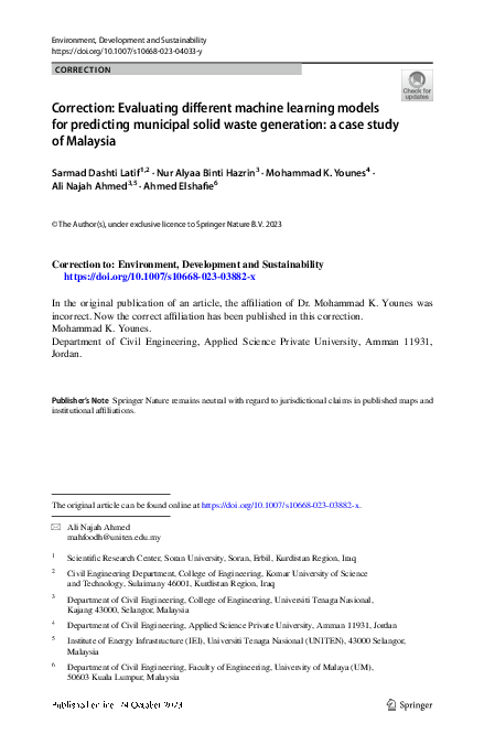 (PDF) Correction: Evaluating different machine learning models for predicting municipal solid ...
