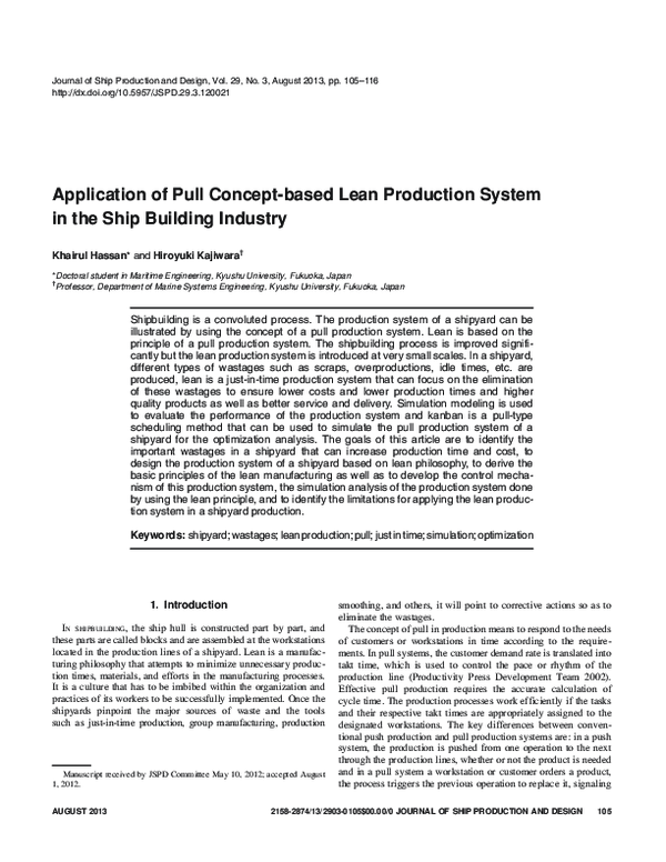 (PDF) Application of Pull Concept-based Lean Production System in the ...