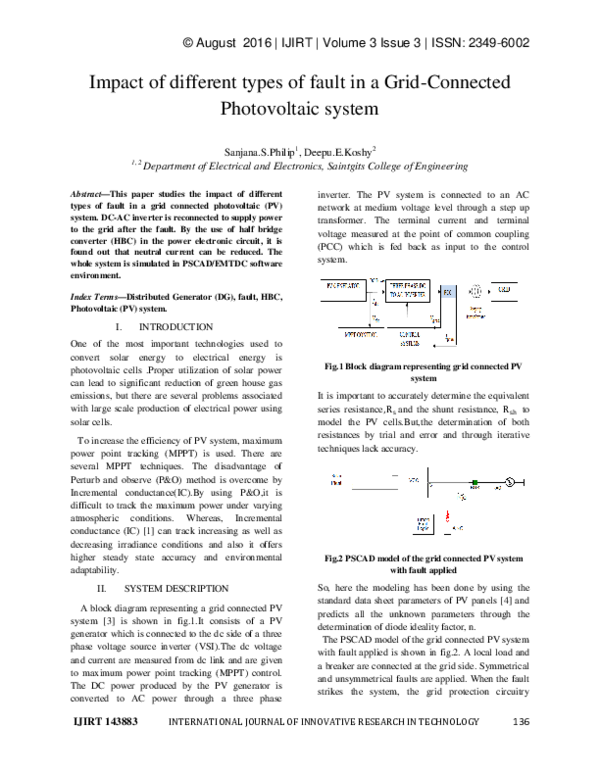 (PDF) Impact of different types of fault in a Grid-Connected Photovoltaic system