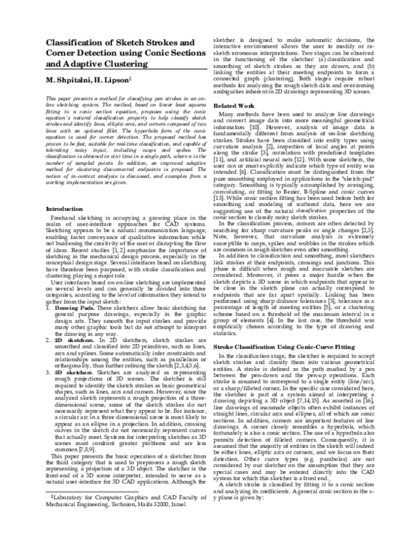 Pdf Classification Of Sketch Strokes And Corner Detection Using Conic Sections And Adaptive