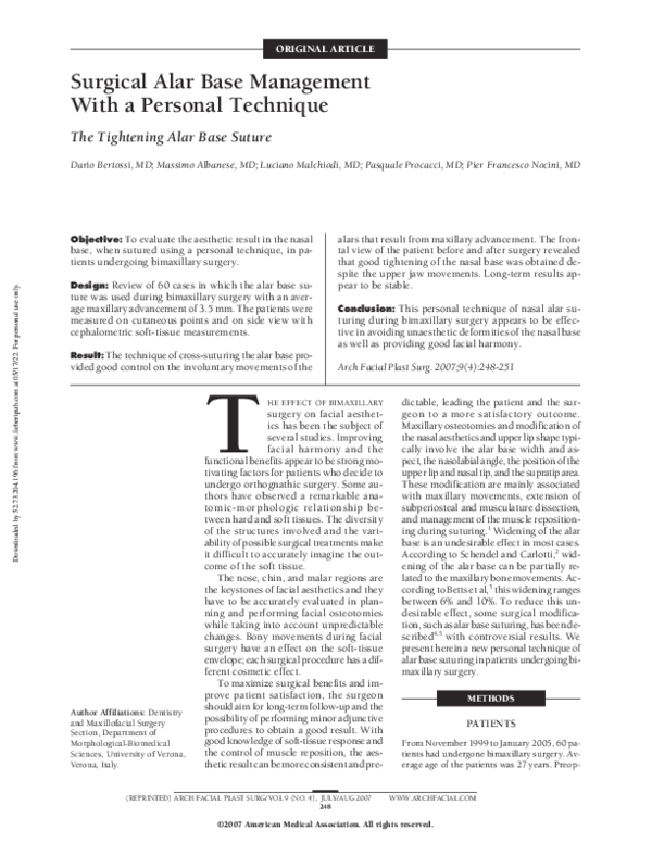 (PDF) Surgical Alar Base Management With a Personal Technique